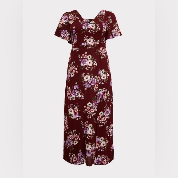 torrid | Dresses | Torrid Red Wine Floral Gauze Maxi Dress Plus Size ...